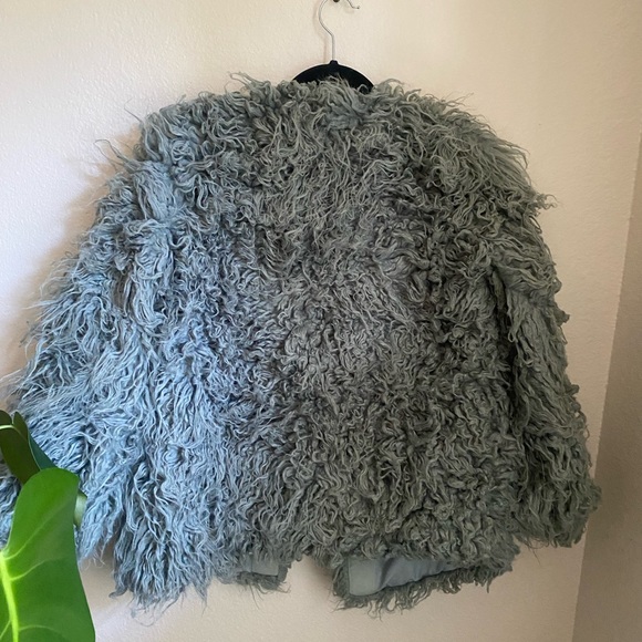 H&M | Jackets & Coats | Dusty Blue Fuzzy Jacket | Poshmark